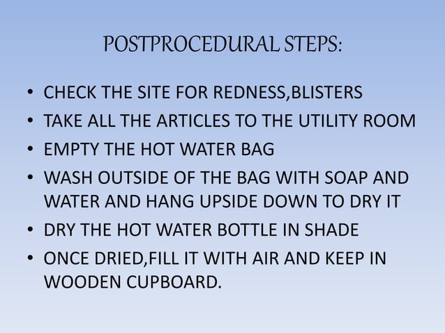 HOT APPLICATION PROCEDURE BSC NURSING | PPTX | Skin and Dermatology ...