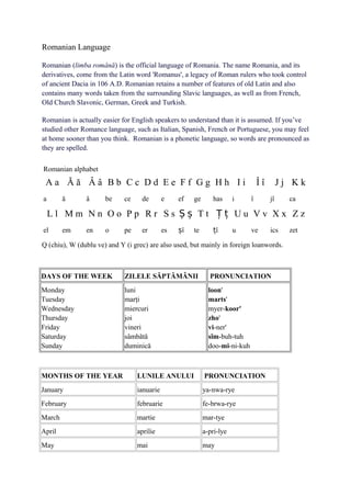 Romanian Language