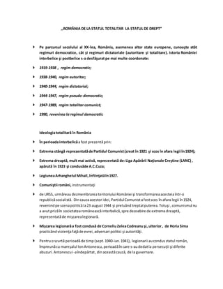 România de la statul totalitar la statul de drept | DOCX
