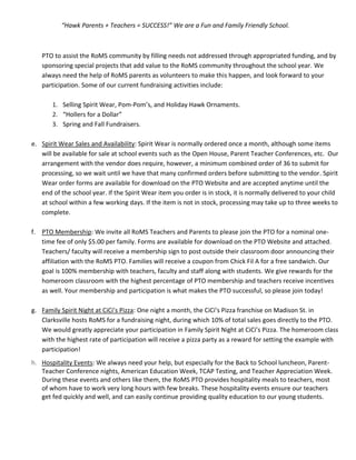 Rossview Middle School PTO infomation sheet 2012-13 | PDF