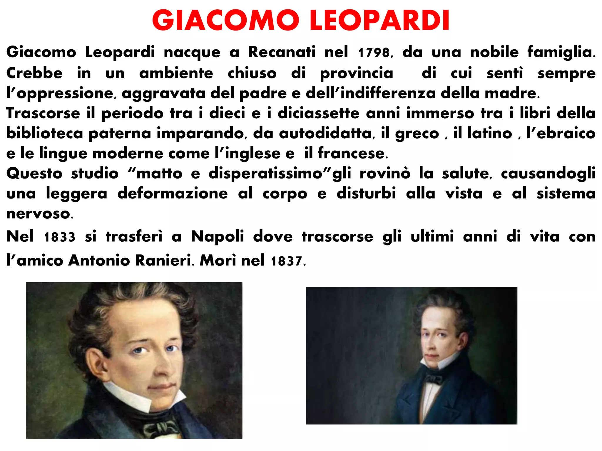 Il Romanticismo in Foscolo, Leopardi, Manzoni | PPTX
