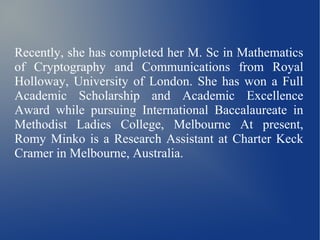 Romy Minko Australia | PPT