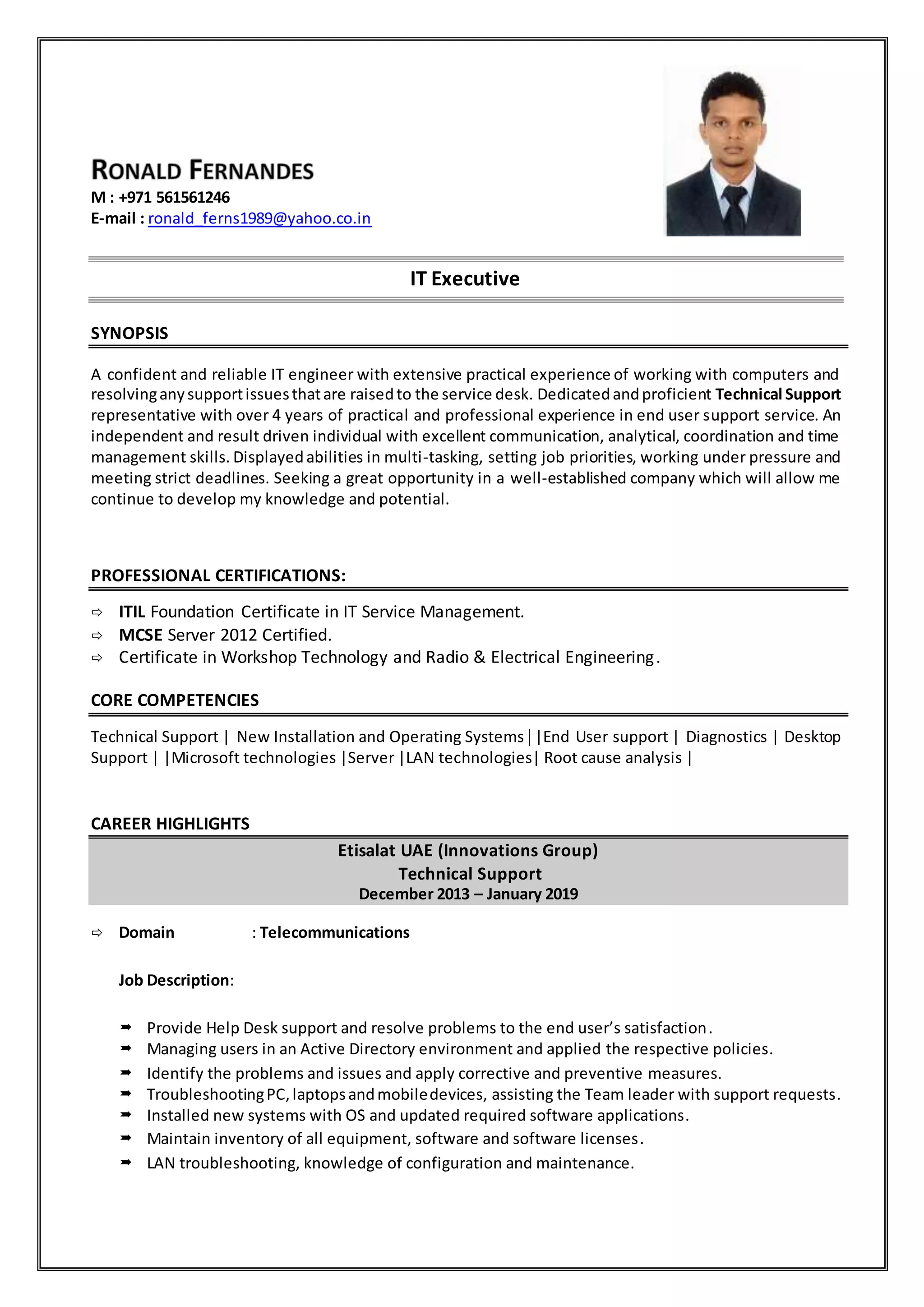 Ronald fernandes CV | PDF