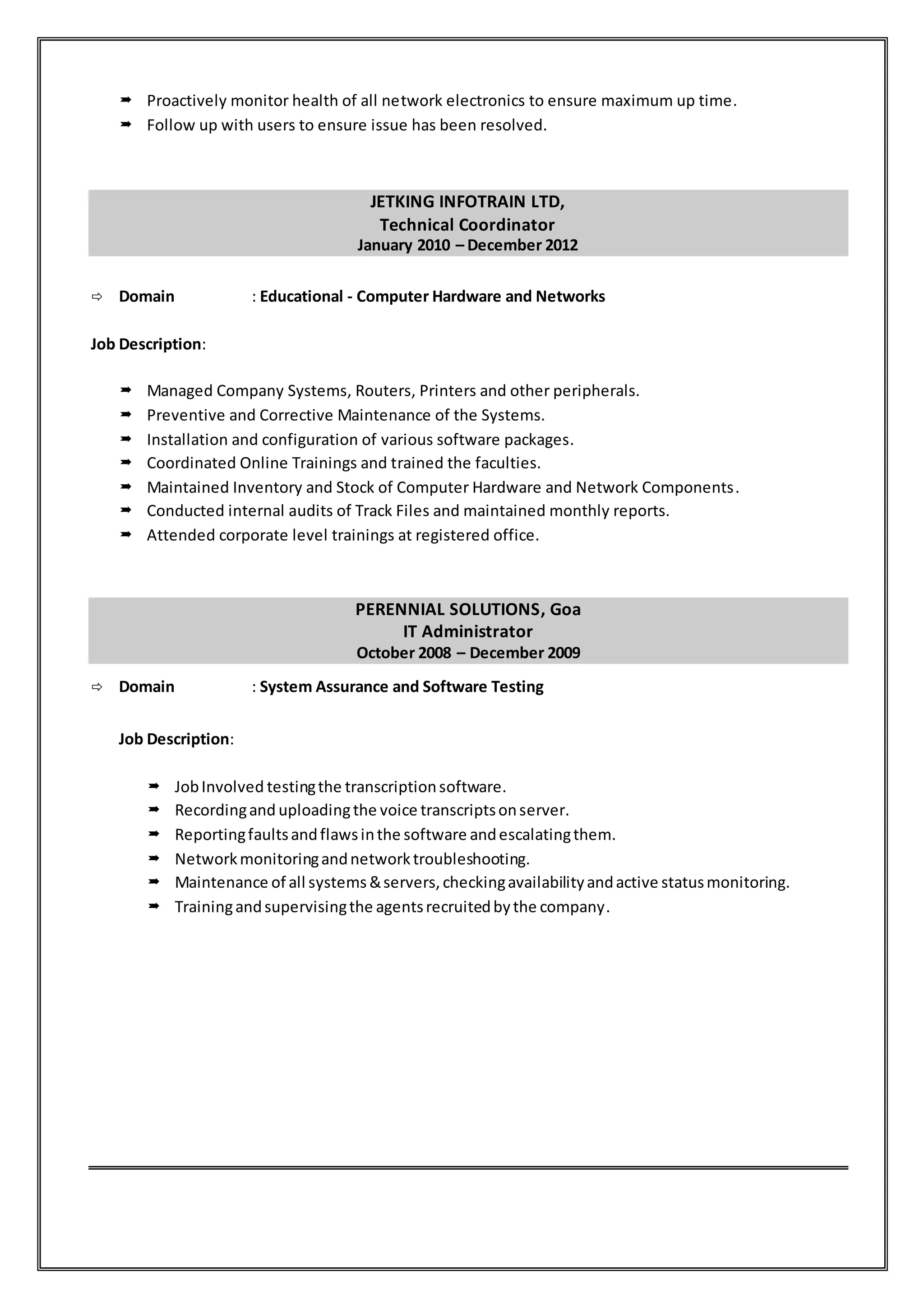 Ronald fernandes CV | PDF