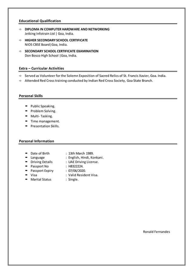 Ronald fernandes CV | PDF