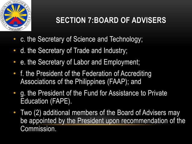 R.A. NO. 7722 | PPTX | Professional School | Postgraduate Education