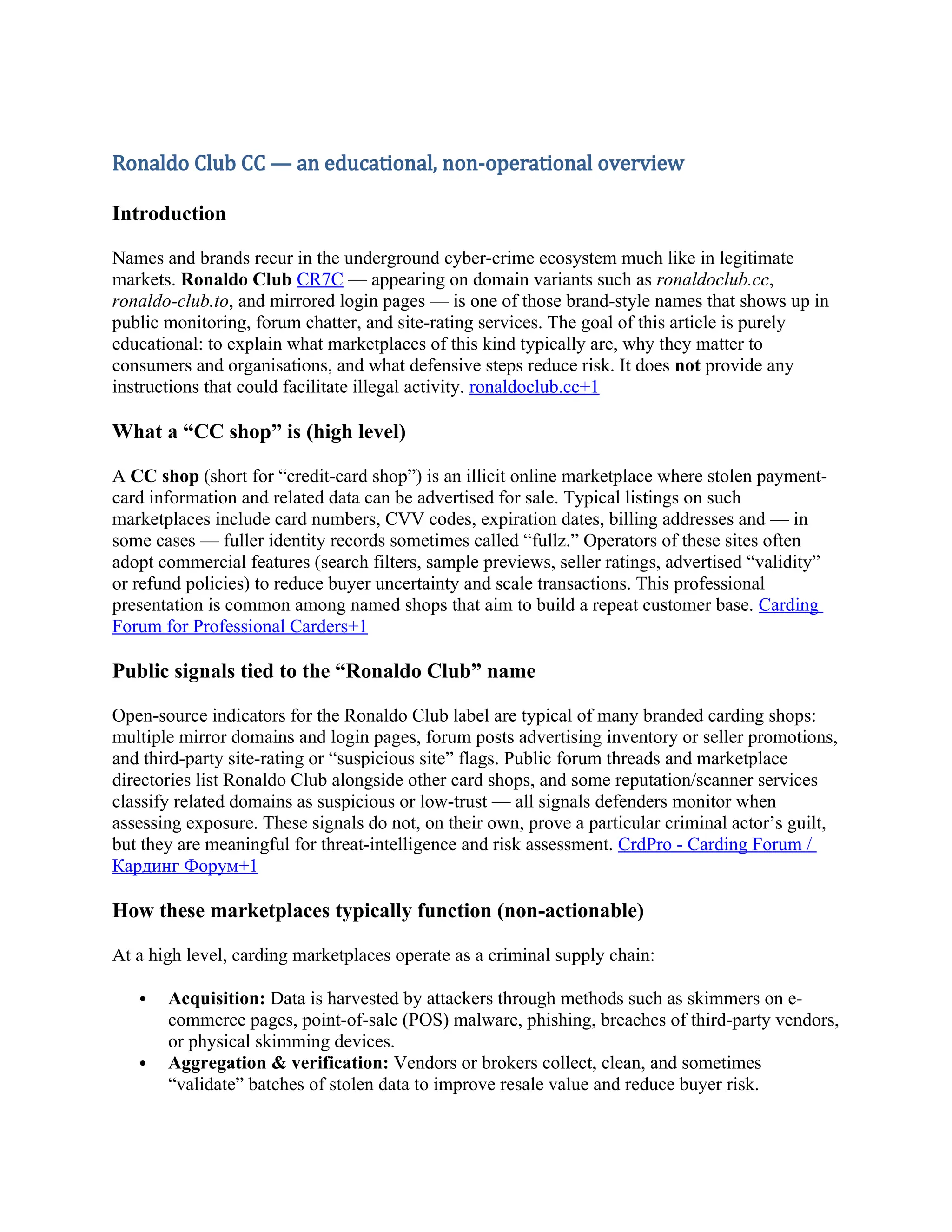 Ronaldo Club CC — an educational, non-operational overview | DOCX