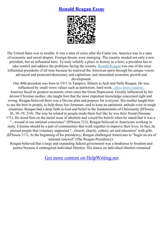 Ronald Reagan Essay | PDF