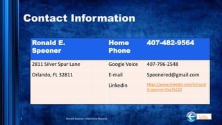 Ronald Speener Interactive Resume | PPT