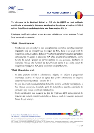 PKF Finconta Tax Newsflash 7/2017 | PDF