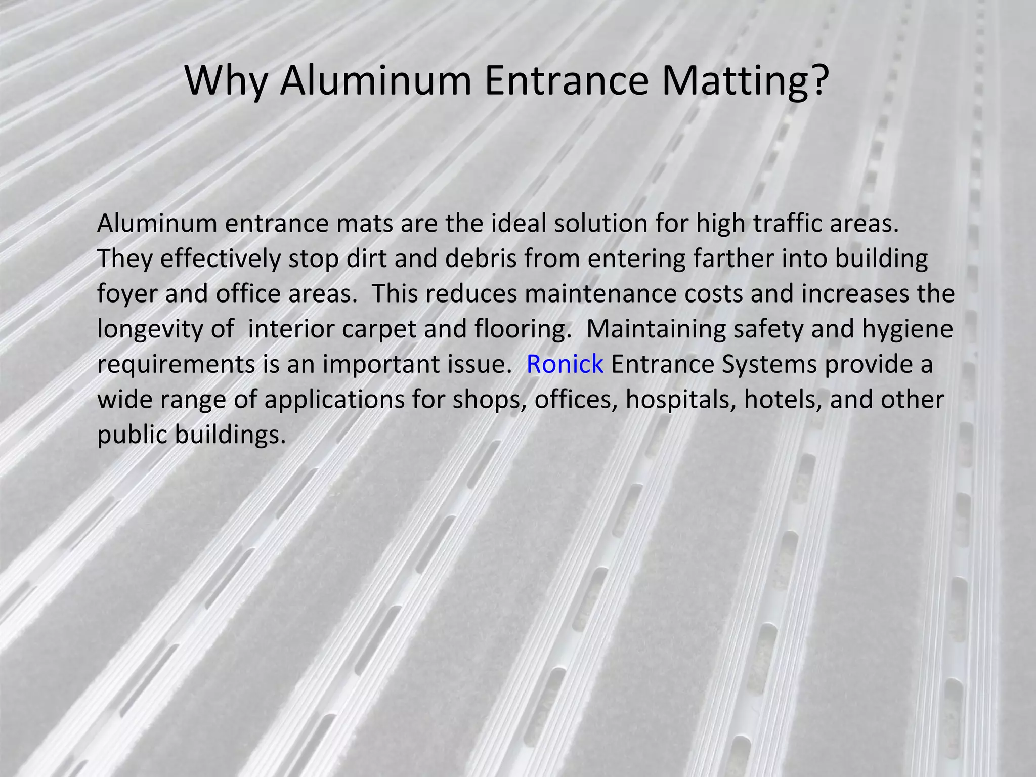 Ronick Matting Systems | PPT