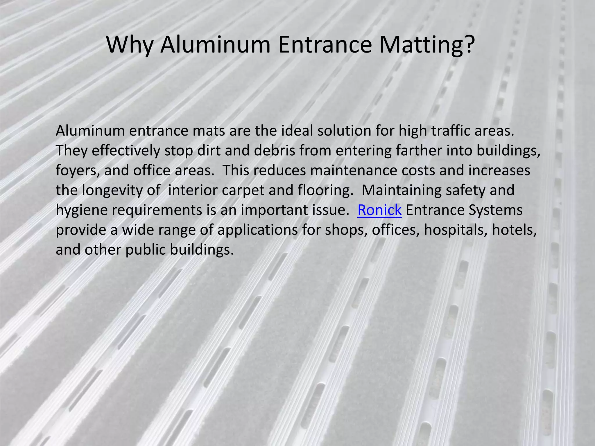 Ronick Matting Systems - pedimat, peditred, pedigrid, gridline g6 | PPT