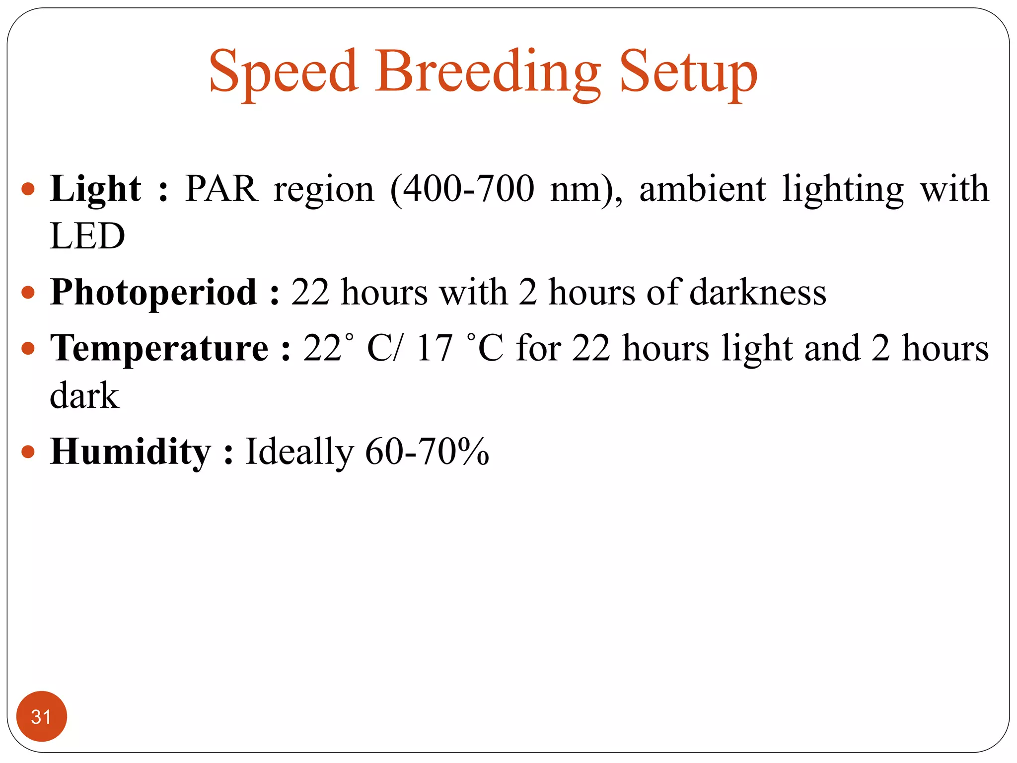 SPEED BREEDING AND ITS IMPLICATIONS IN CROP IMPROVEMENT | PPTX