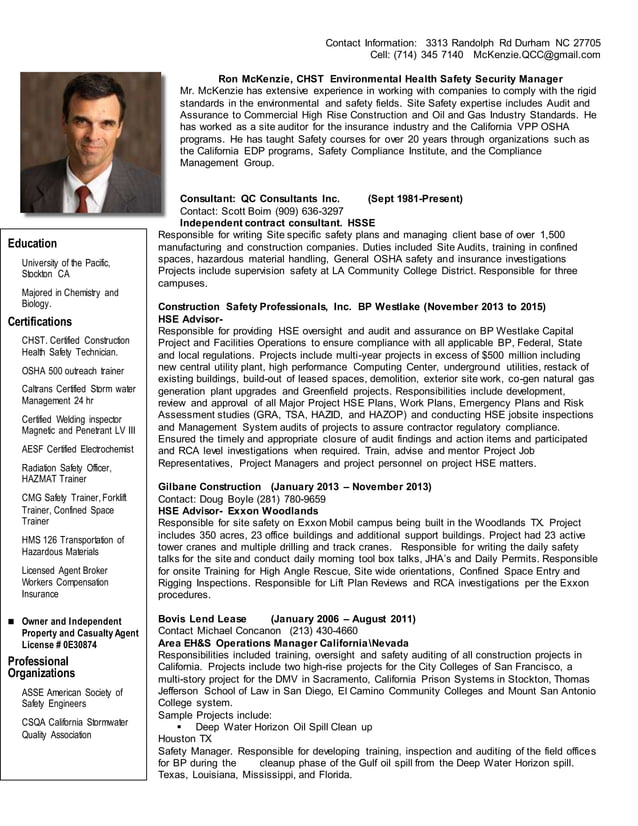 Ron mc kenzie resume | PDF