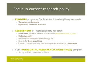Interdisciplinary Research Collaborations: Evaluation of a Funding ...