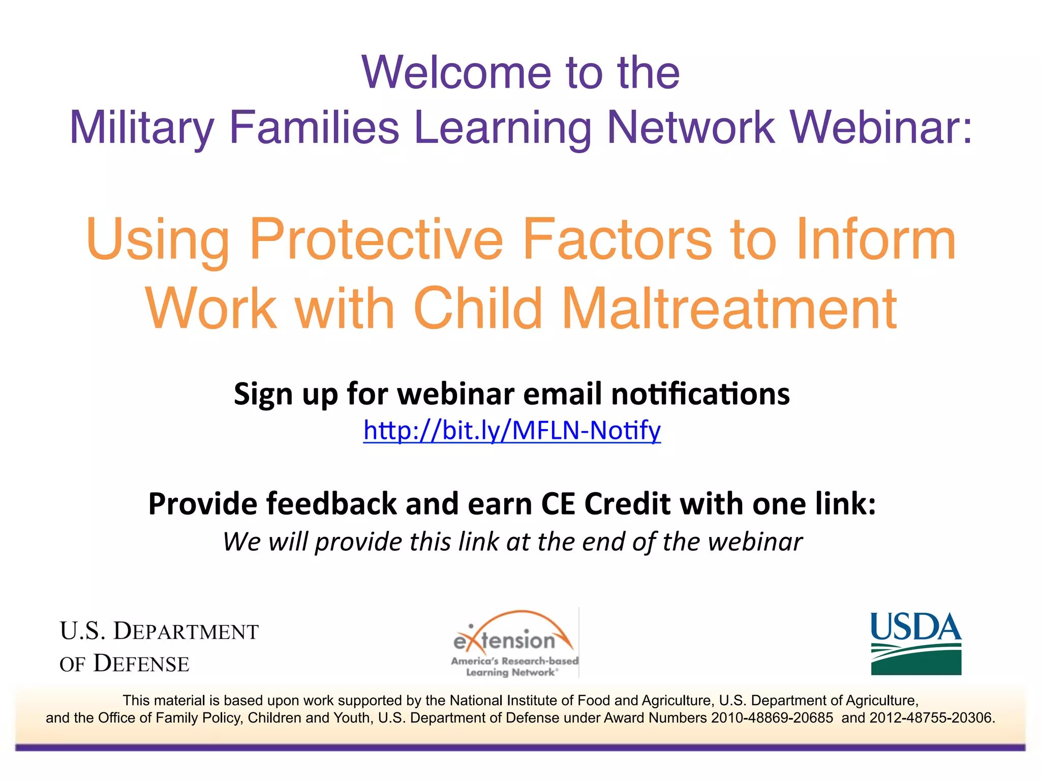 Using Protective Factors to Inform Work with Child Maltreatment | PPT