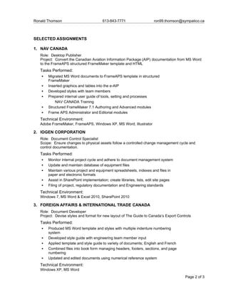 Ron Thomson Resume June2011 | DOC