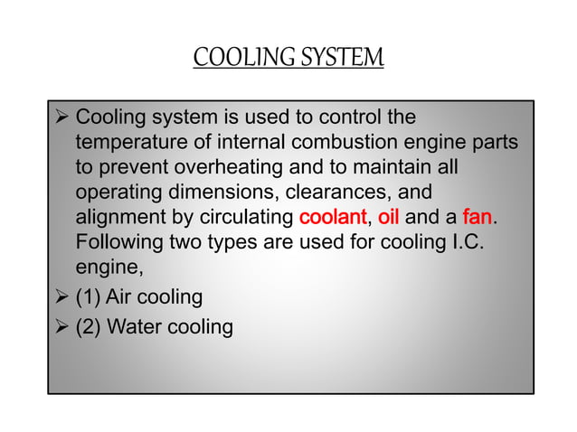 LUBRICATING AND COOLING SYSTEM | PPTX | Chemistry | Science
