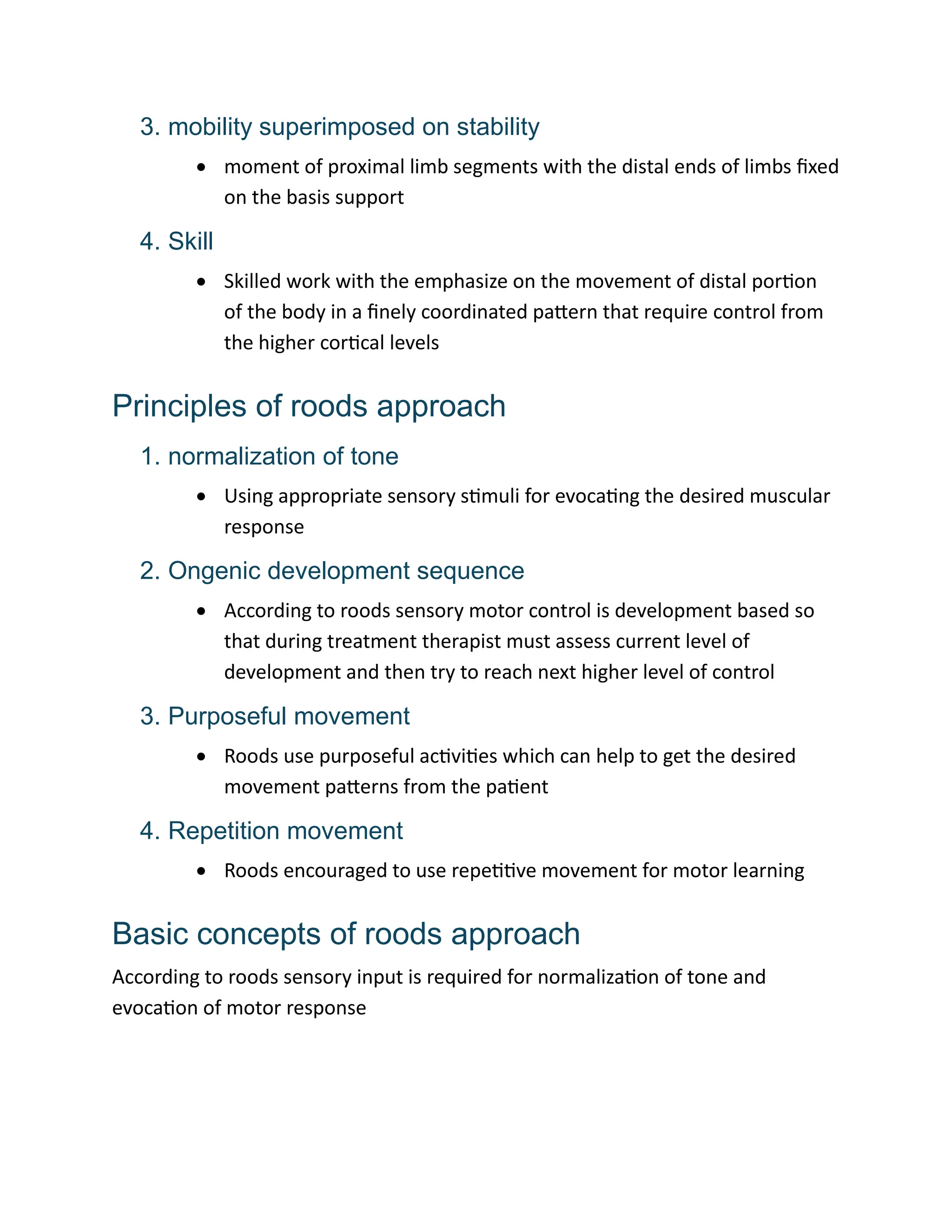 Roods Approach neuro approaches study notes | DOCX