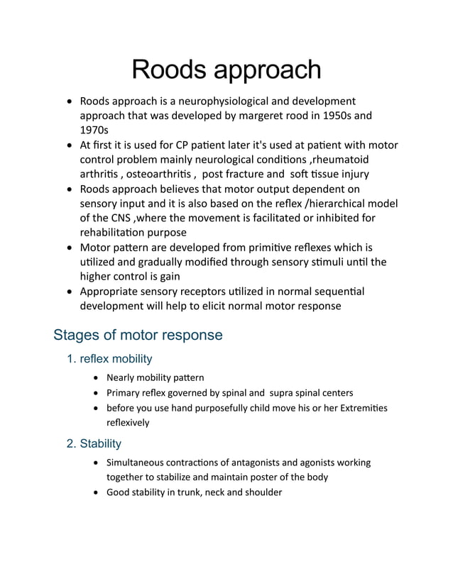 Roods Approach neuro approaches study notes | DOCX | Physical Therapy ...