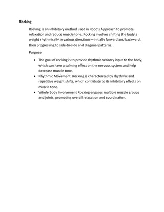 Roods Approach neuro approaches study notes | DOCX