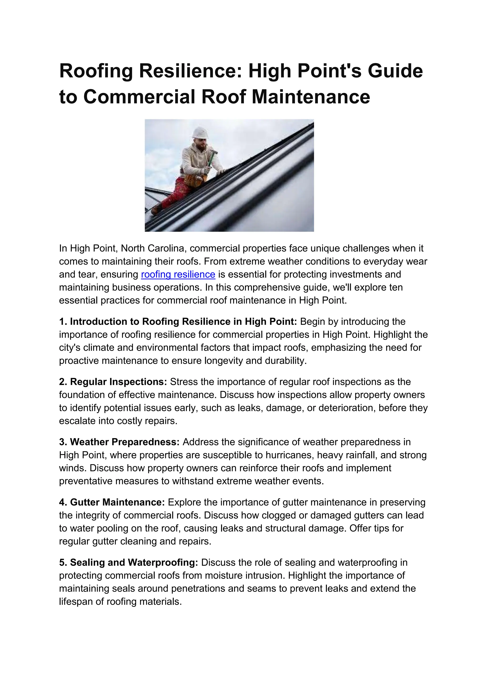 Roofing Resilience High Point's Guide to Commercial Roof Maintenance.docx
