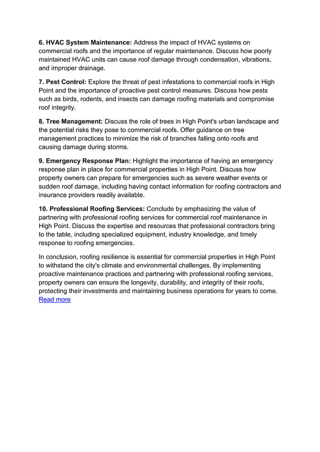 Roofing Resilience High Points Guide To Commercial Roof Maintenance Docx