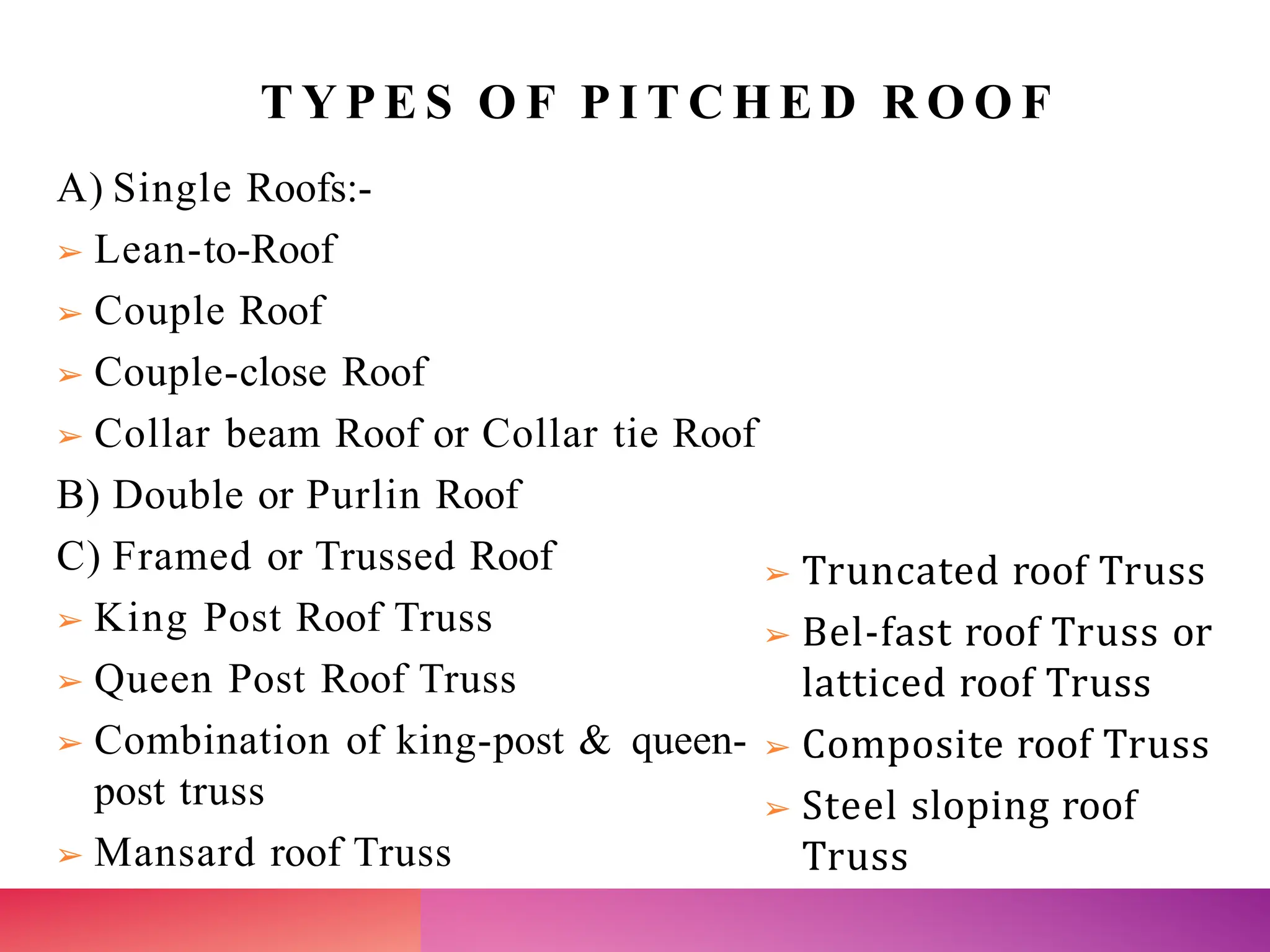 Types of Pitched Roof used in Construction | PDF