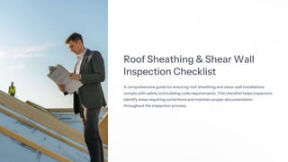 Roof Sheathing & Shear Wall Inspection Checklist with eAuditor Audits ...