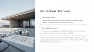 Roof Sheathing & Shear Wall Inspection Checklist with eAuditor Audits ...
