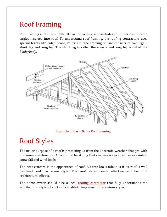 Roof Structures, Framing and Styles
