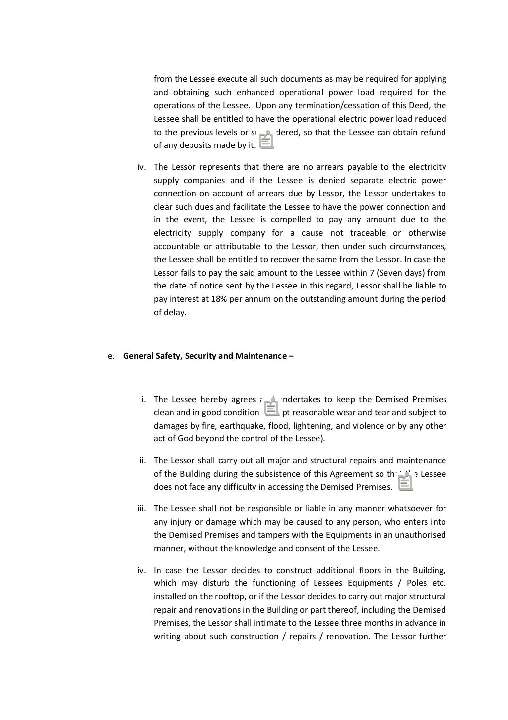 Rooftop lease agreement for telecom tower