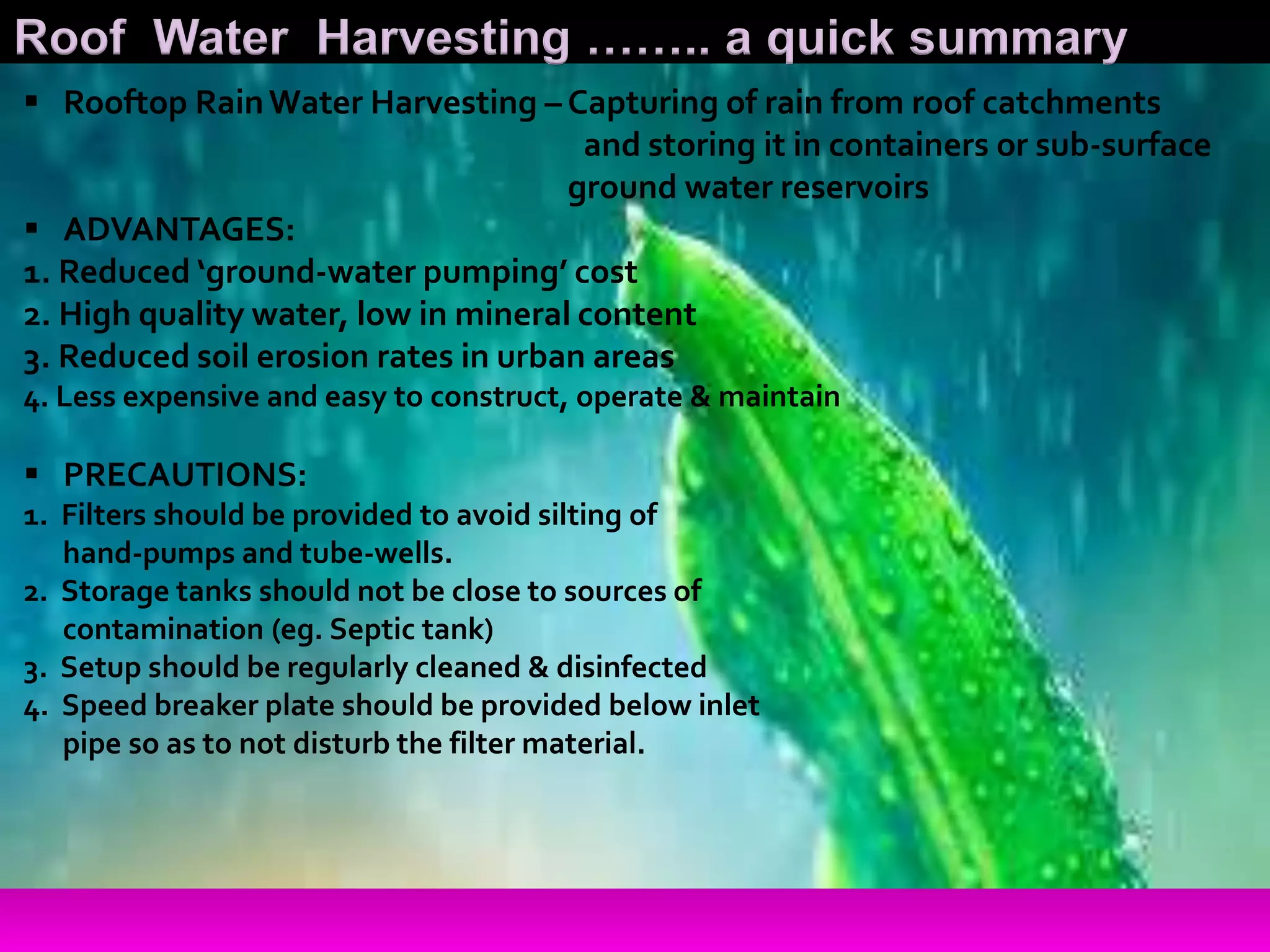 Roof Top Rain Water Harvesting - tgswater.in - | PPTX