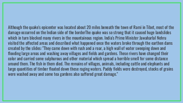 Disaster and mitigation - Assam Tibet earthquake 1950 | PPTX