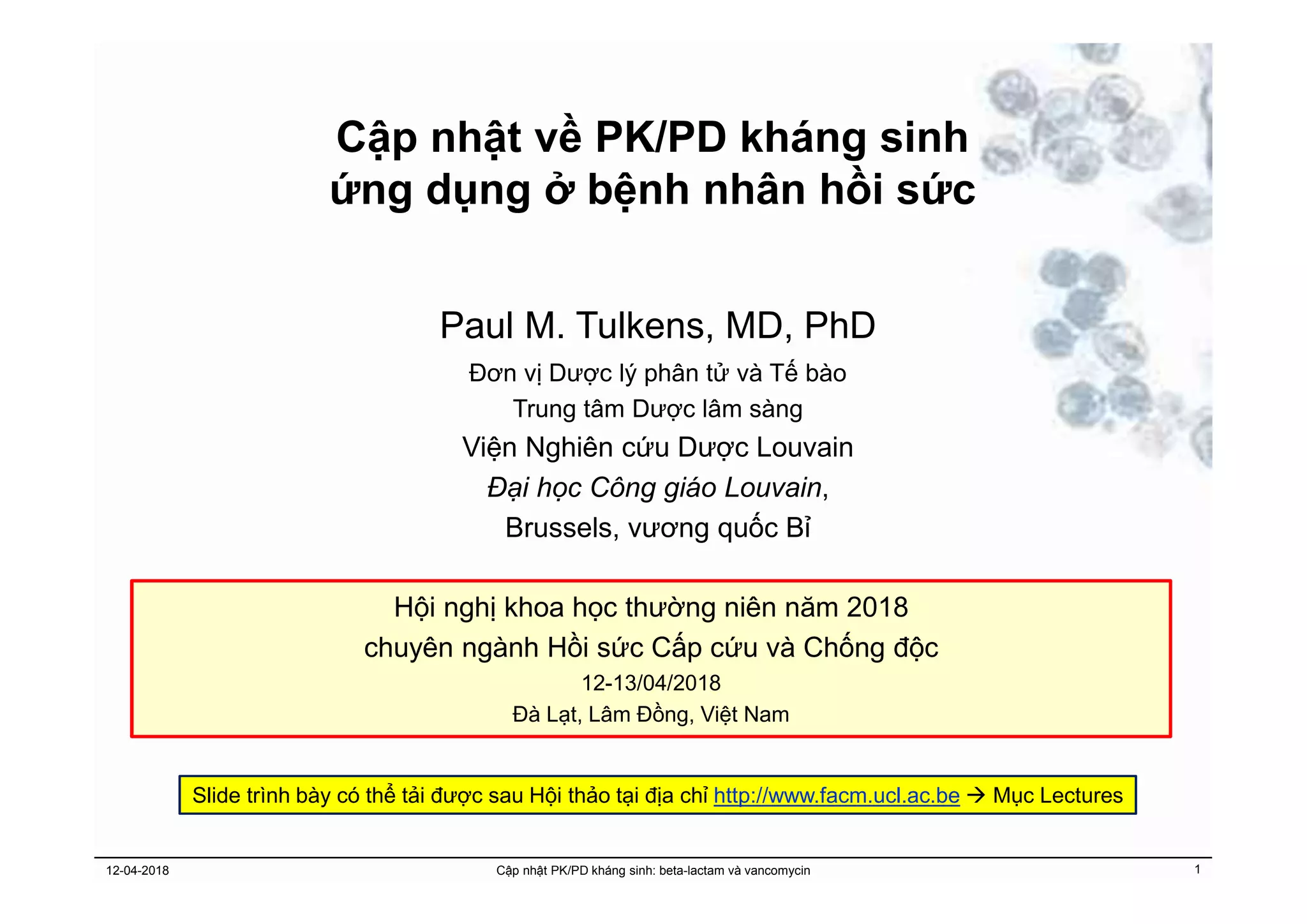 cập nhật về PK/PD kháng sinh ứng dụng ở bệnh nhân hồi sức | PDF