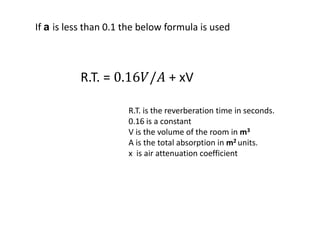 Room acoustics and sound absorption materials | PPTX