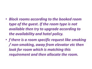 Room Allocation In Hospitality Industry And Catering Management | PPTX