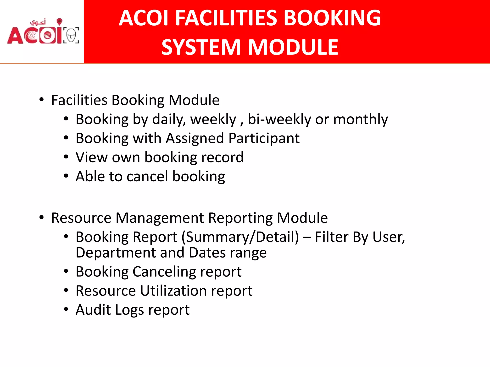 Room and facility booking system | PPTX