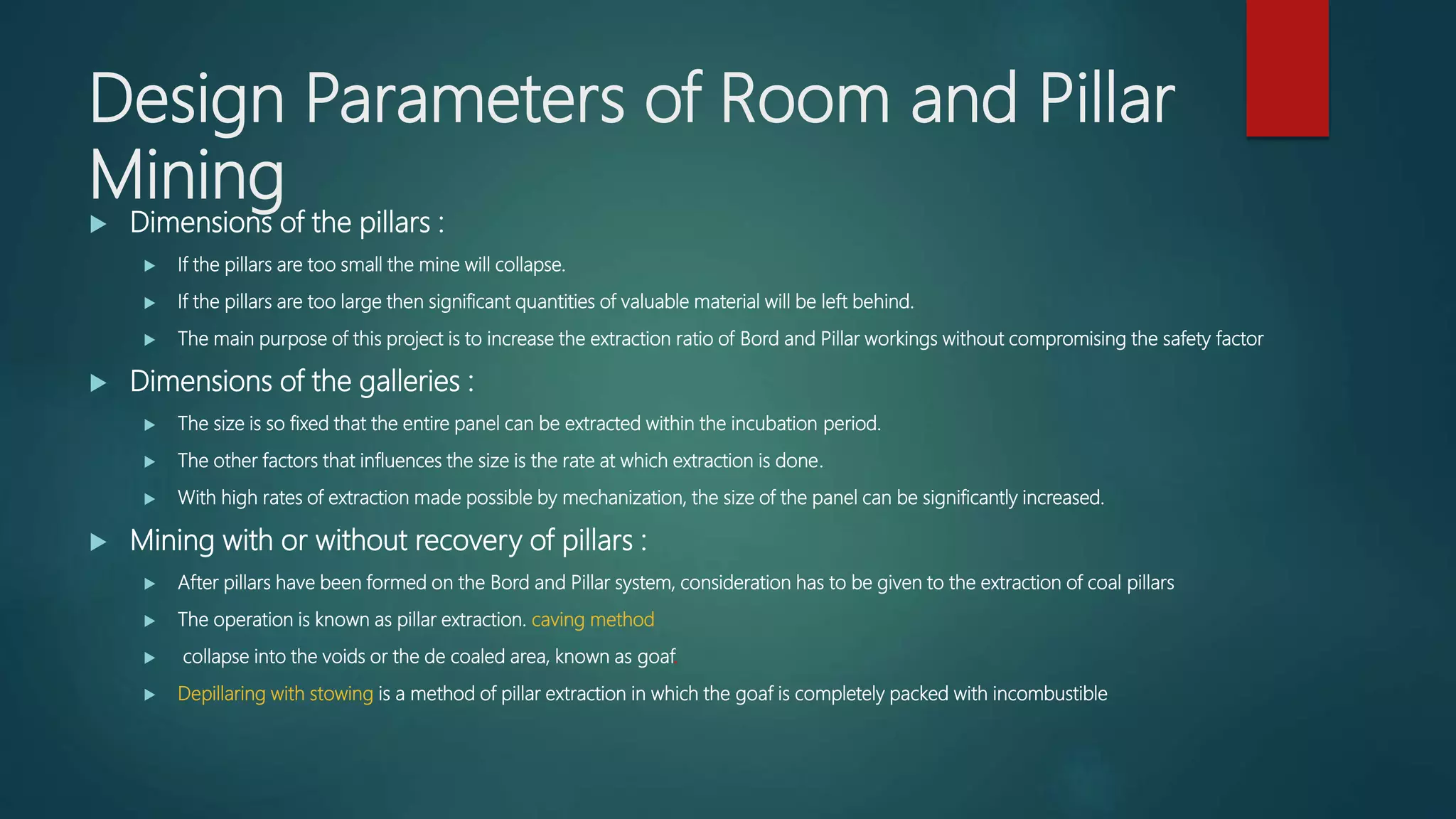 Room & Pillar Mining Method | PPTX