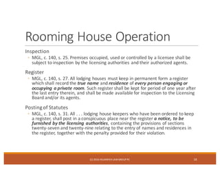 Massachusetts Rooming House License | PPT