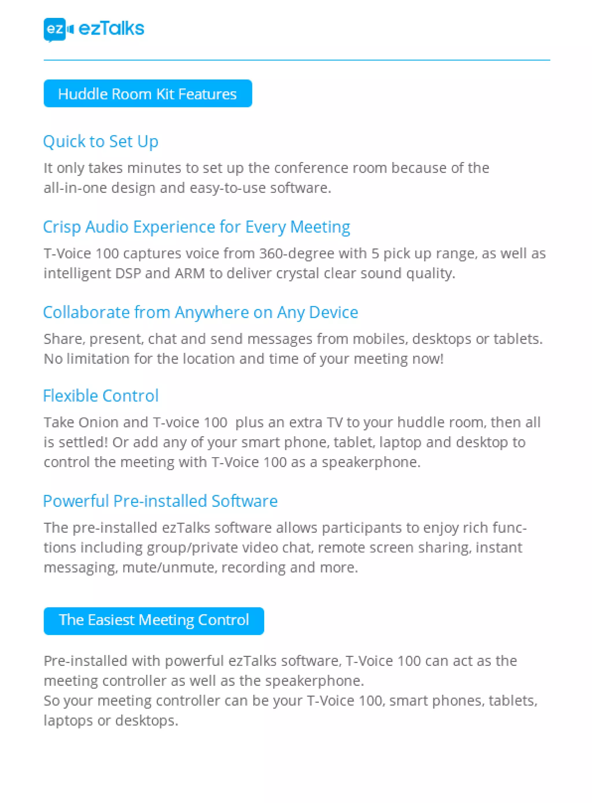ezTalks Video Conferencing Room Solution | PDF
