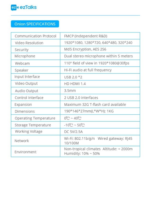 ezTalks Video Conferencing Room Solution | PDF