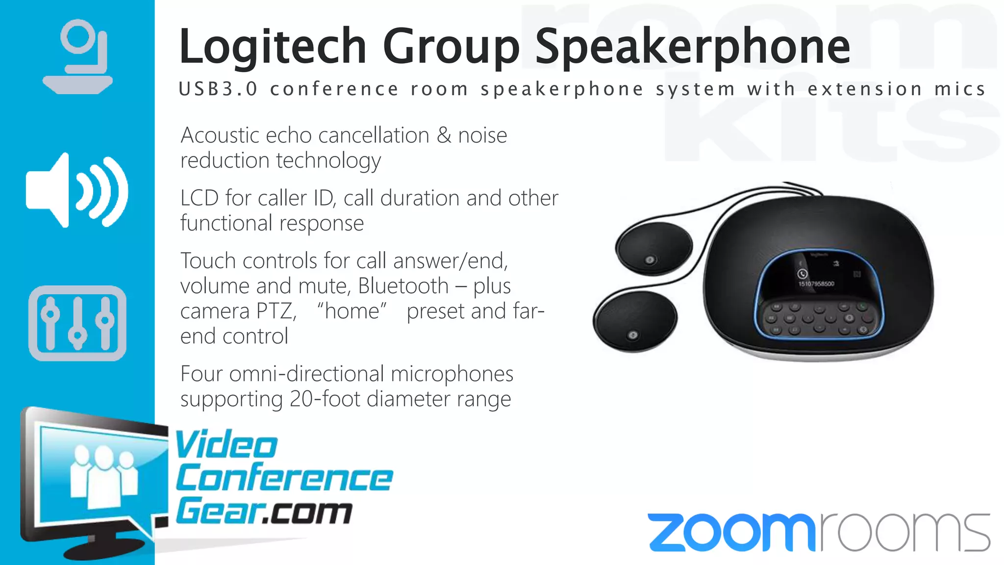 Zoom Rooms kit for large conference room with Logitech | PPT
