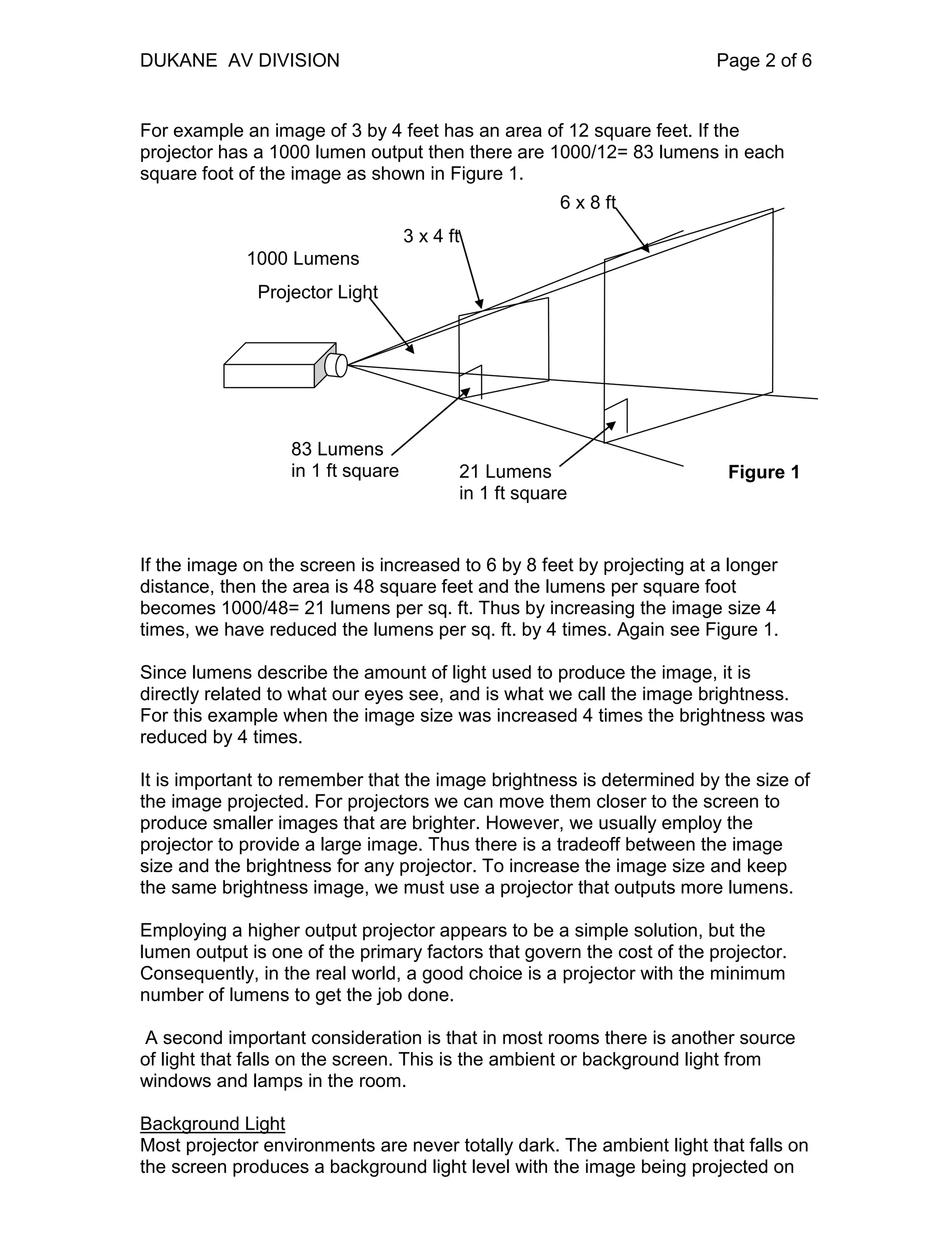 Room light levels and projection | PDF