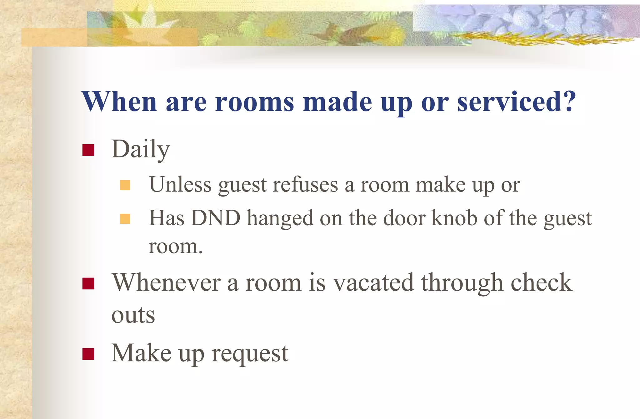 Room make up procedure | PPTX
