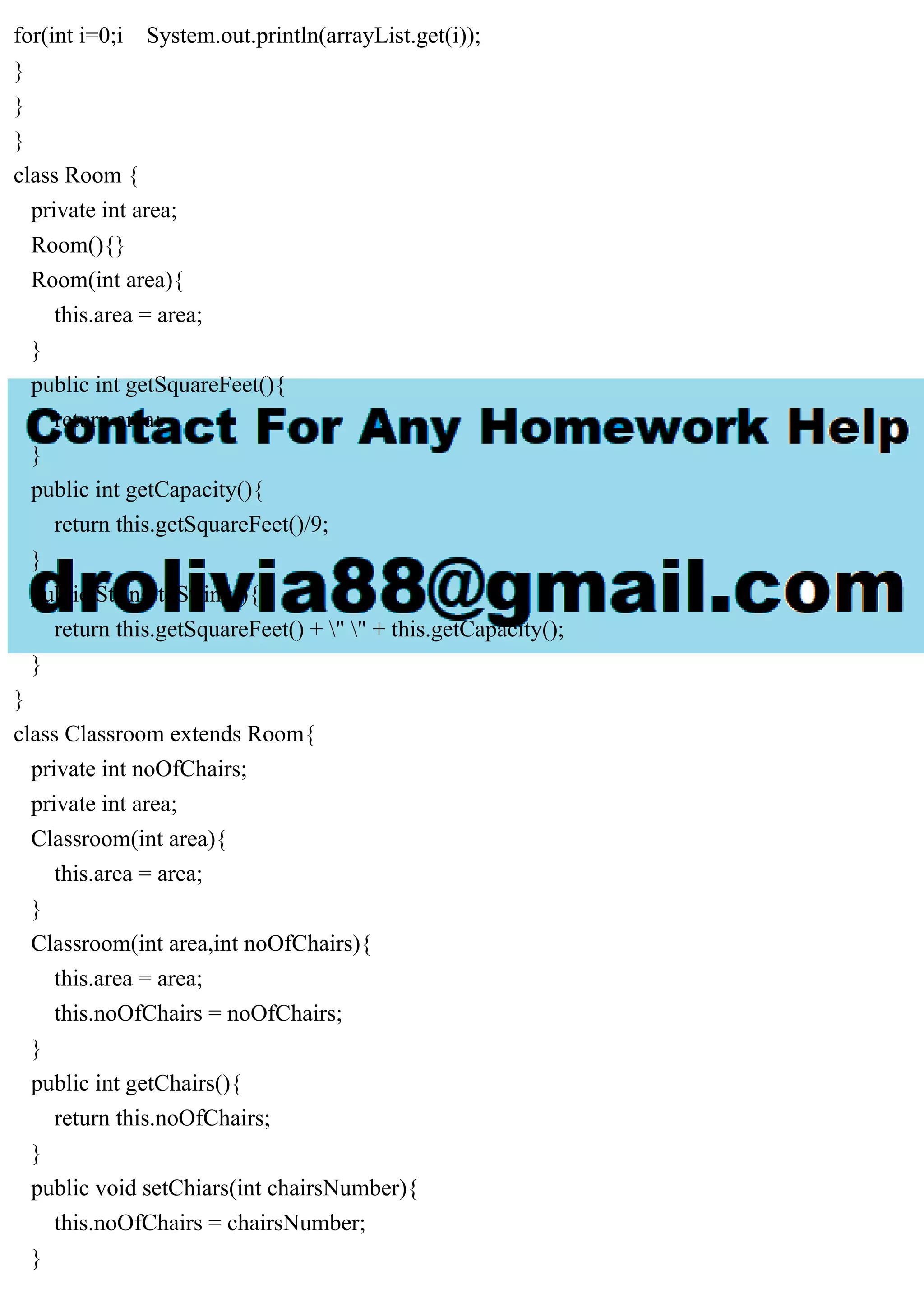 Rooms and MoreCan you please help me the JAVA programLabInherit.pdf