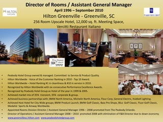 Rooms Director Operations Hotel - Visual Resume Michael VanWynsberghe | PDF