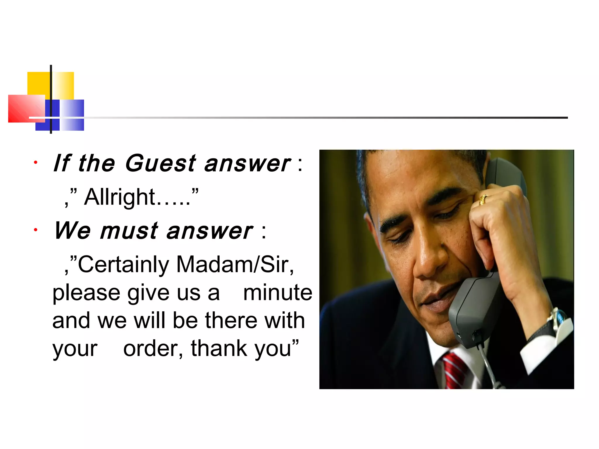 Sequence of Service Room Service | PPT