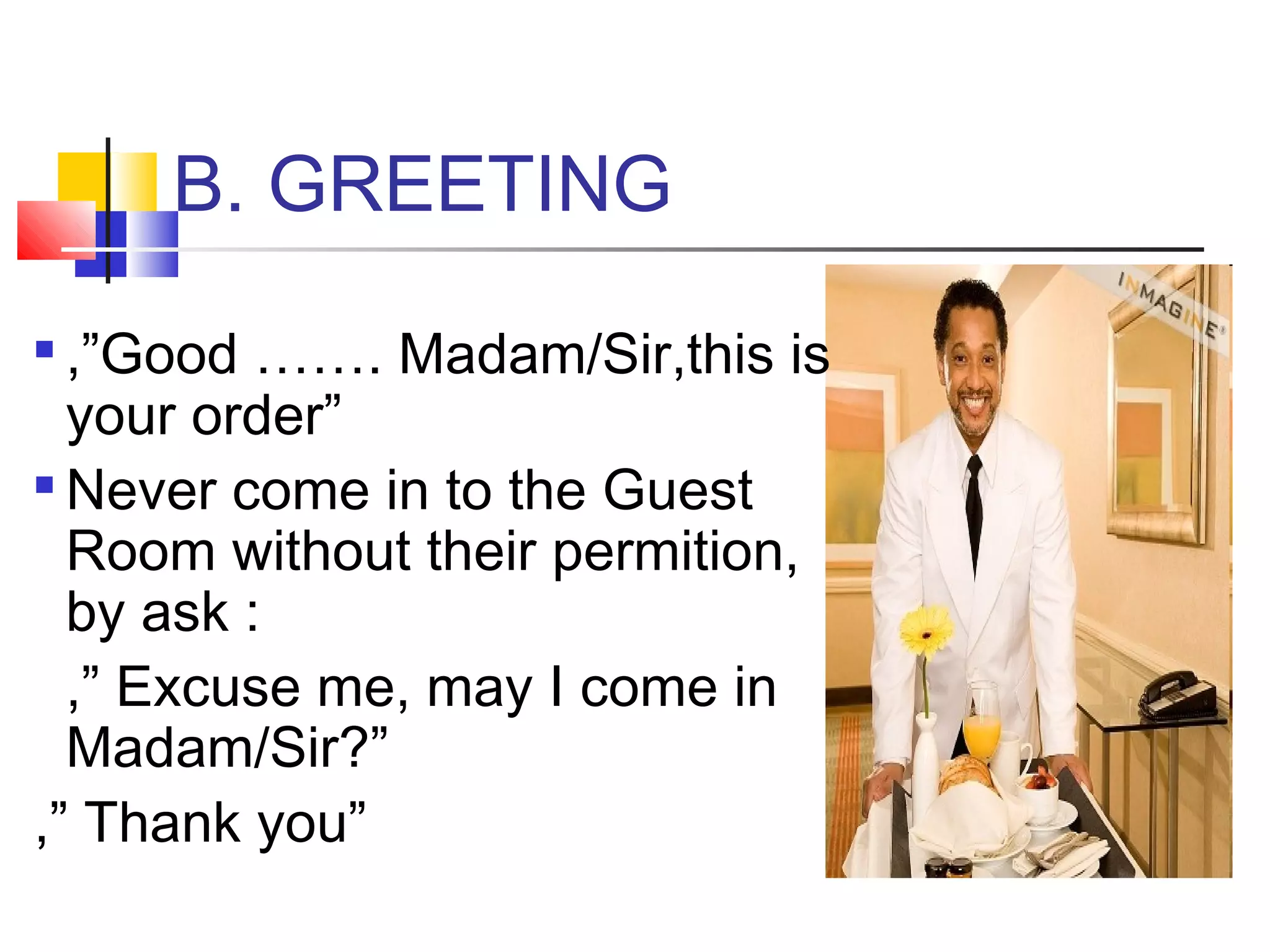 Sequence of Service Room Service | PPT