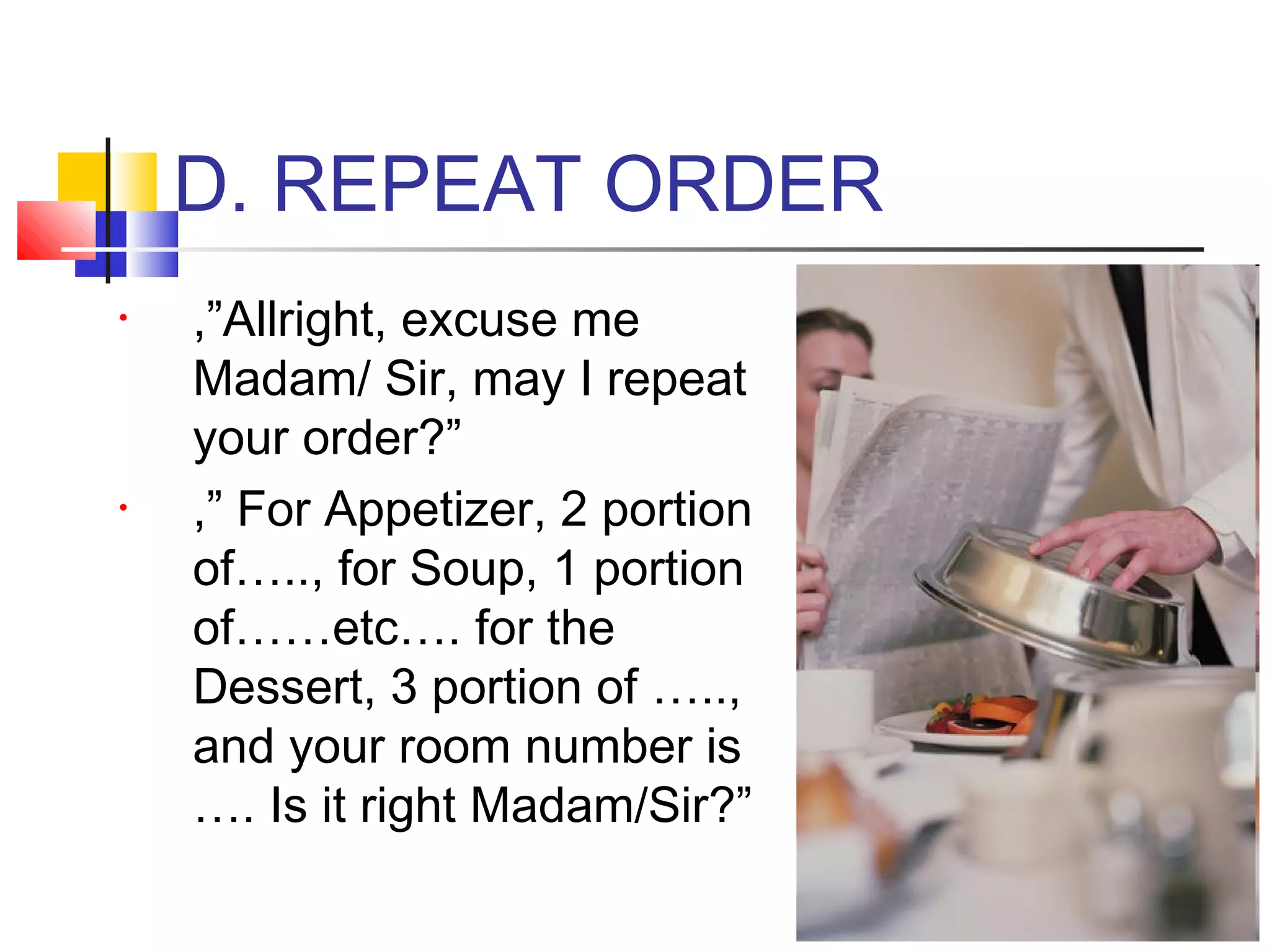Sequence of Service Room Service | PPT